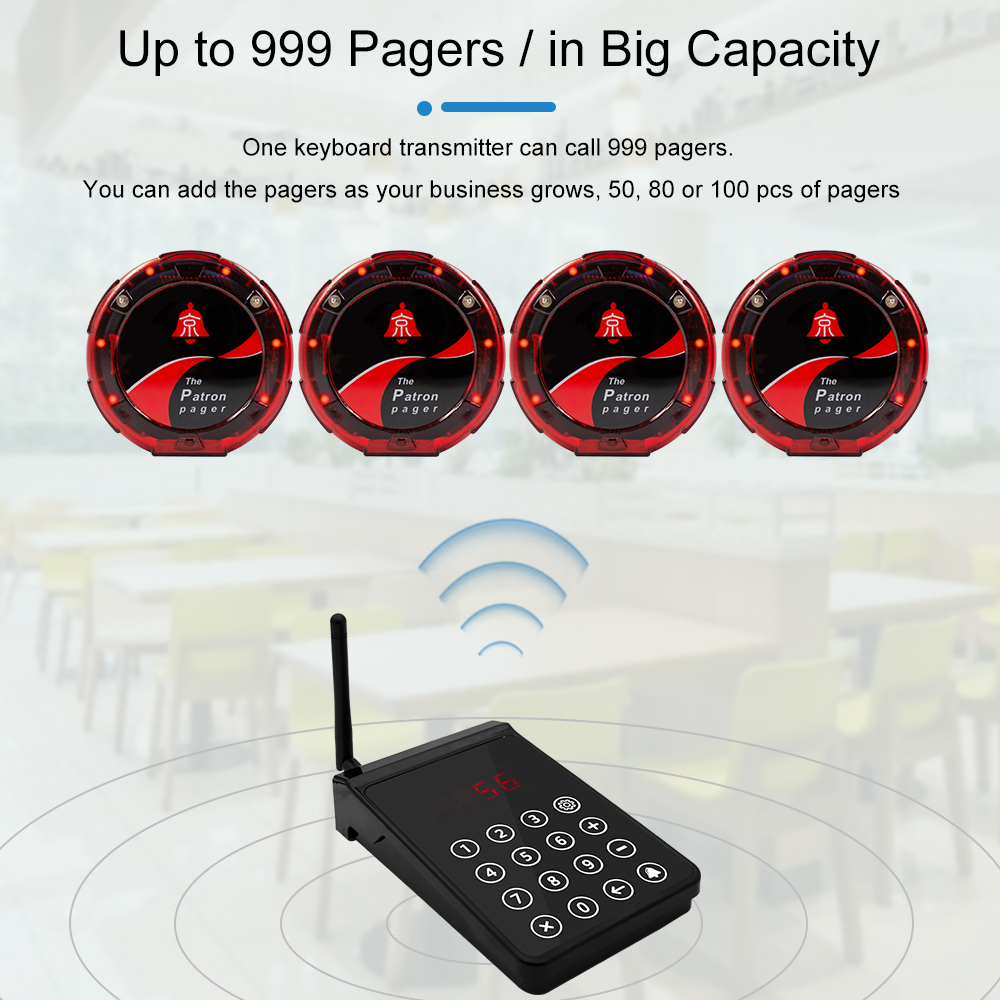 CTP200 round pager, restaurant pager in red, black, blue, green color ...